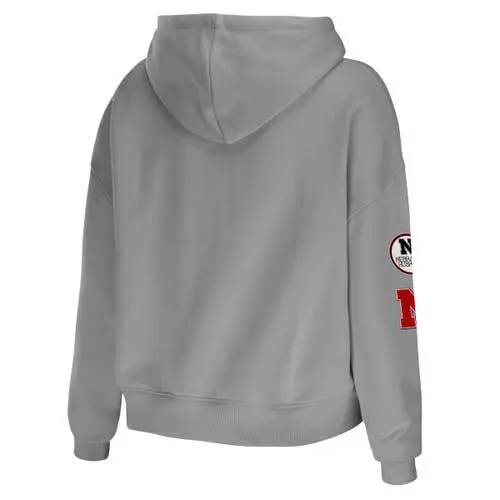 WEAR BY ERIN ANDREWS Nebraska Huskers Mixed Media Cropped Pullover Hoodie