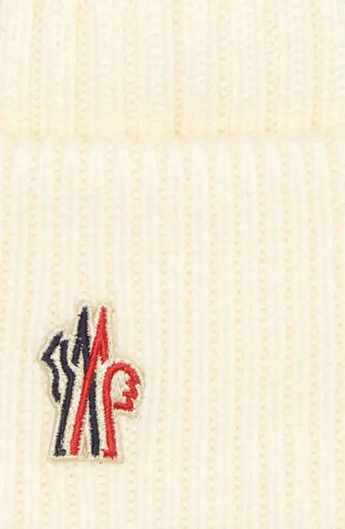 Moncler Logo Patch Ribbed Wool Beanie