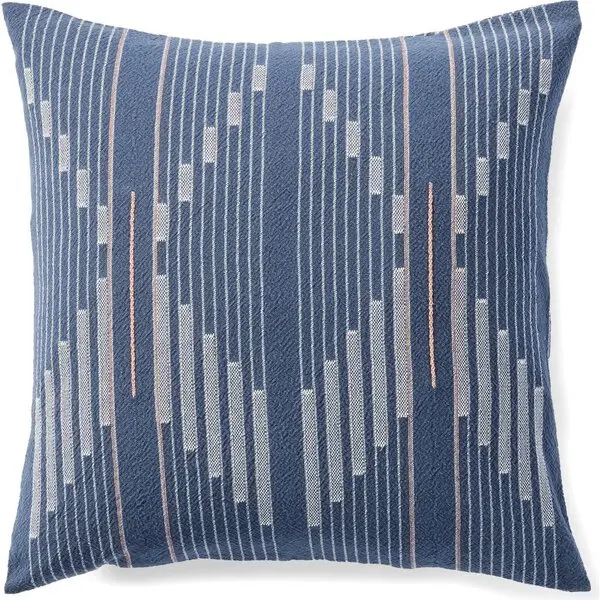 COYUCHI Morelia Jacquard Organic Cotton Pillow Cover - Moonlight Blue