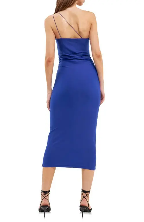 GREY LAB Ruched One-shoulder Sheath Dress - Royal Blue