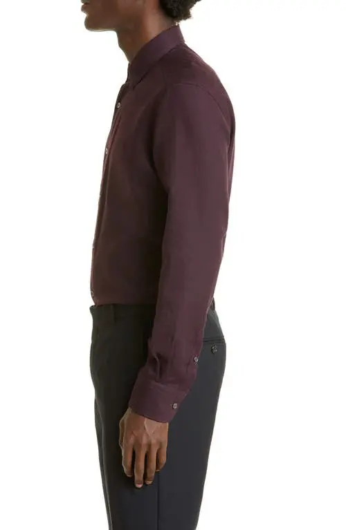 Zegna Cotton & Cashmere Button-up Shirt - Plum