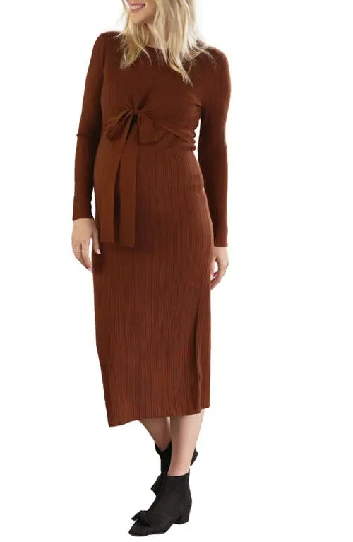 ANGEL MATERNITY Knit Midi Maternity/nursing Dress