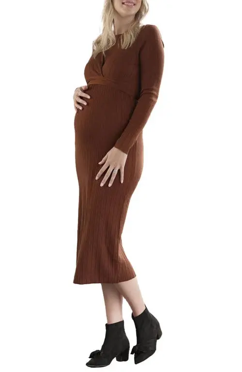 ANGEL MATERNITY Knit Midi Maternity/nursing Dress