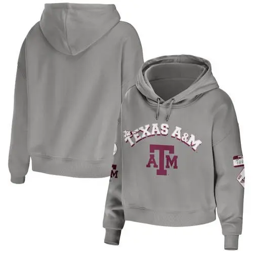 WEAR BY ERIN ANDREWS Texas A&m Aggies Mixed Media Cropped Pullover Hoodie