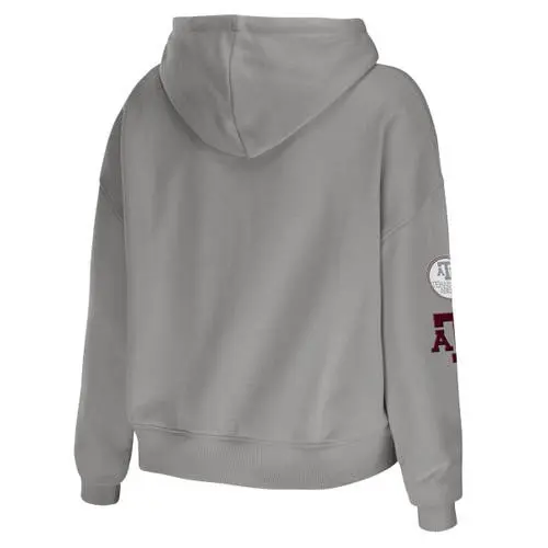 WEAR BY ERIN ANDREWS Texas A&m Aggies Mixed Media Cropped Pullover Hoodie