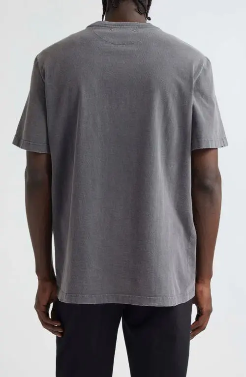 GOLDEN GOOSE Distressed Upside Down Logo Cotton Graphic Tee - Anthracite