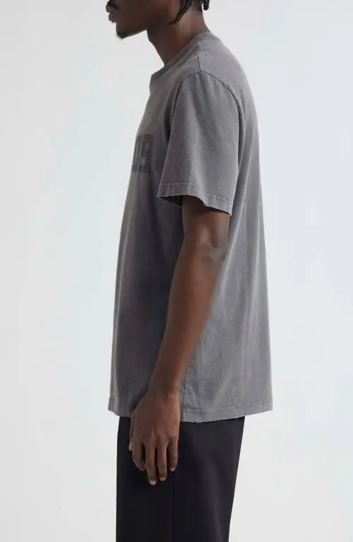 GOLDEN GOOSE Distressed Upside Down Logo Cotton Graphic Tee - Anthracite