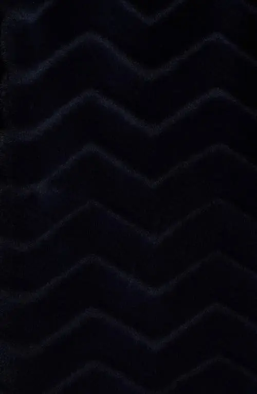 Bernardo Faux Fur Chevron Coat - Navy