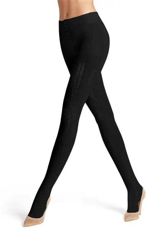 Falke Caress Organic Cotton & Wool Blend Tights - Black