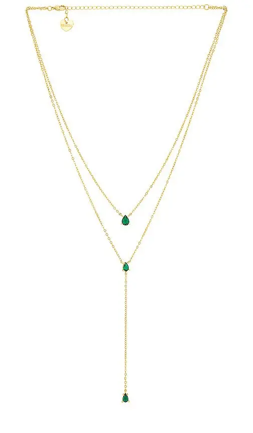 BRACHA Esmeralda Lariat Necklace - Gold & Emerald