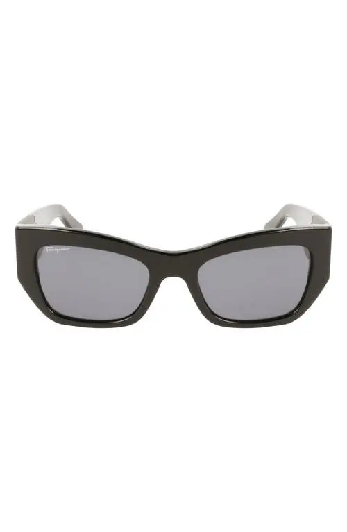 FERRAGAMO 54mm Modified Rectangular Sunglasses - Black
