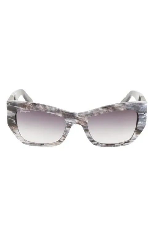 FERRAGAMO 54mm Modified Rectangular Sunglasses - Marble Grey