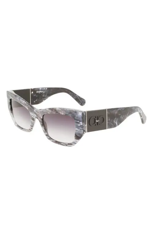 FERRAGAMO 54mm Modified Rectangular Sunglasses - Marble Grey