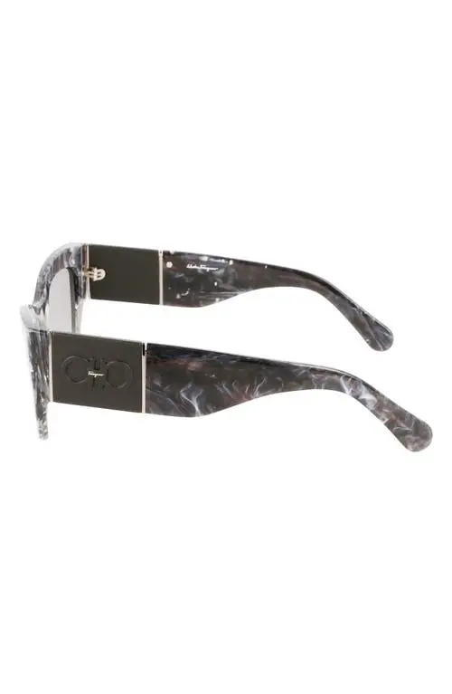 FERRAGAMO 54mm Modified Rectangular Sunglasses - Marble Grey