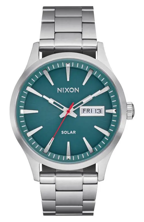 Nixon Sentry Solar Stainless Steel Strap Watch - Silver/jasper