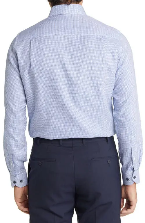DUCHAMP Tailored Fit Basket Weave Dress Shirt - Navy