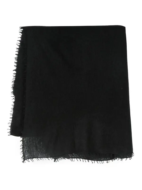 Warm Me Frayed-edge Knit Scarf - Black