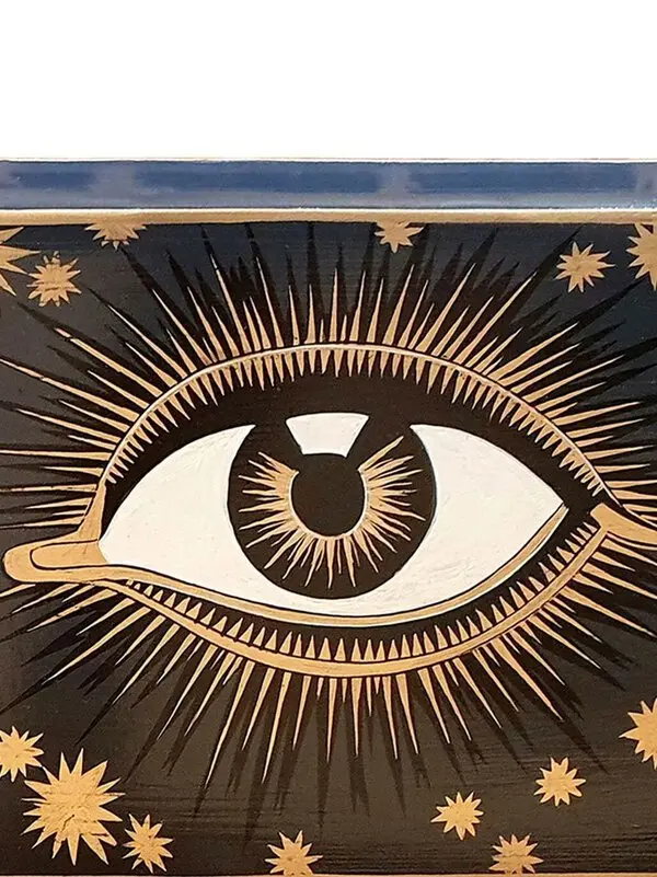 LES-OTTOMANS Eye-print Iron Tray - Blue