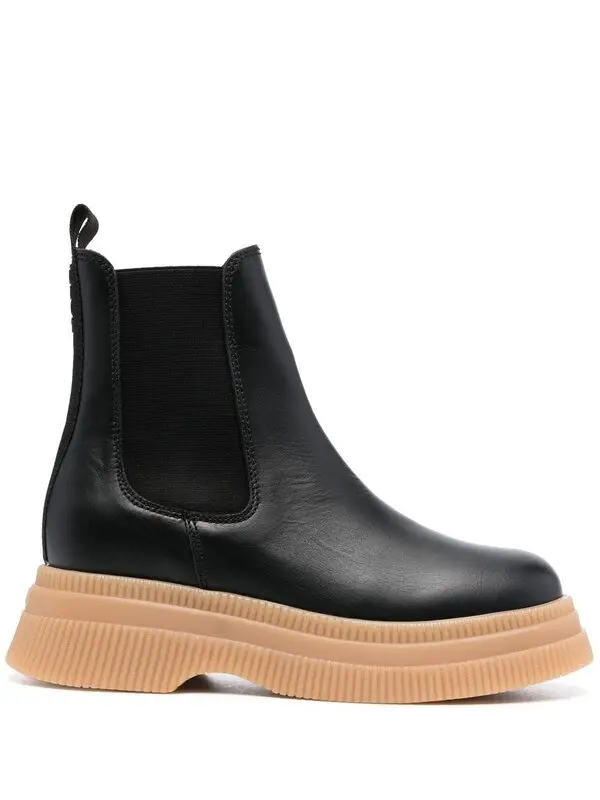 GANNI Elasticated Side-panel Chelsea Boots - Black