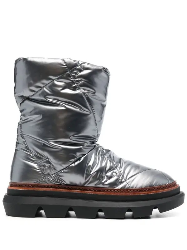 Tory Burch Metallic Quilted Ankle Boots - Silver