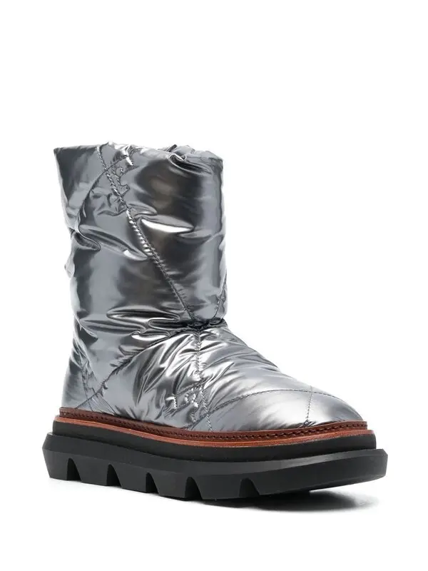 Tory Burch Metallic Quilted Ankle Boots - Silver