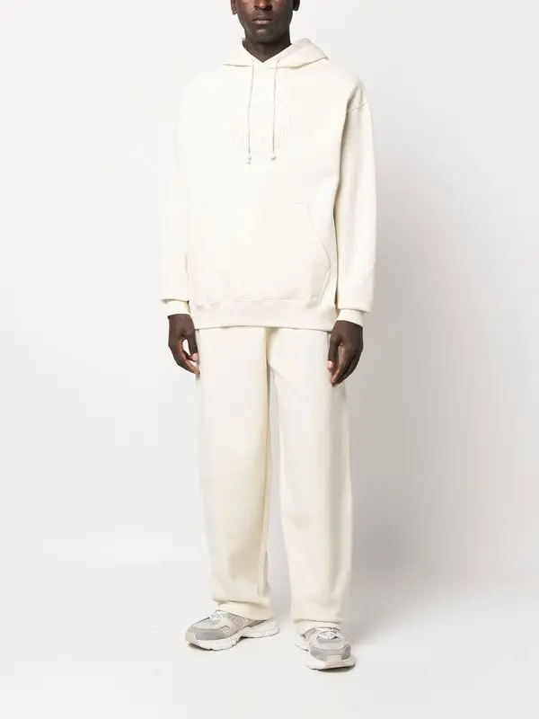 GMBH Logo-embroidered Organic Cotton Hoodie - Neutrals