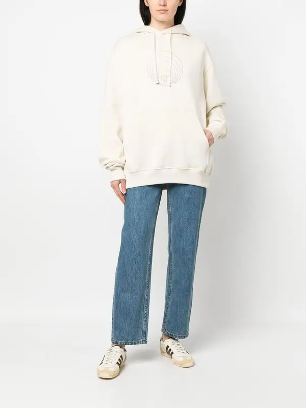 GMBH Logo-embroidered Organic Cotton Hoodie - Neutrals