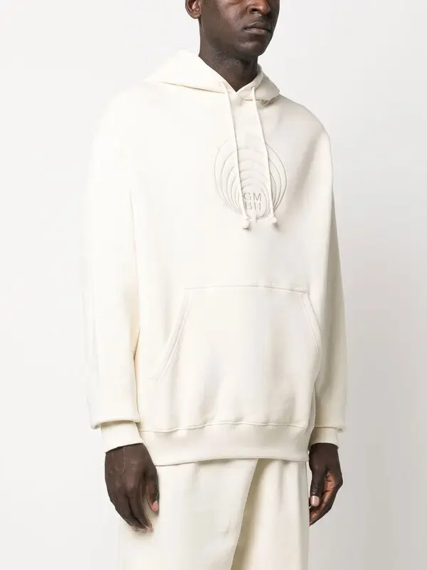 GMBH Logo-embroidered Organic Cotton Hoodie - Neutrals