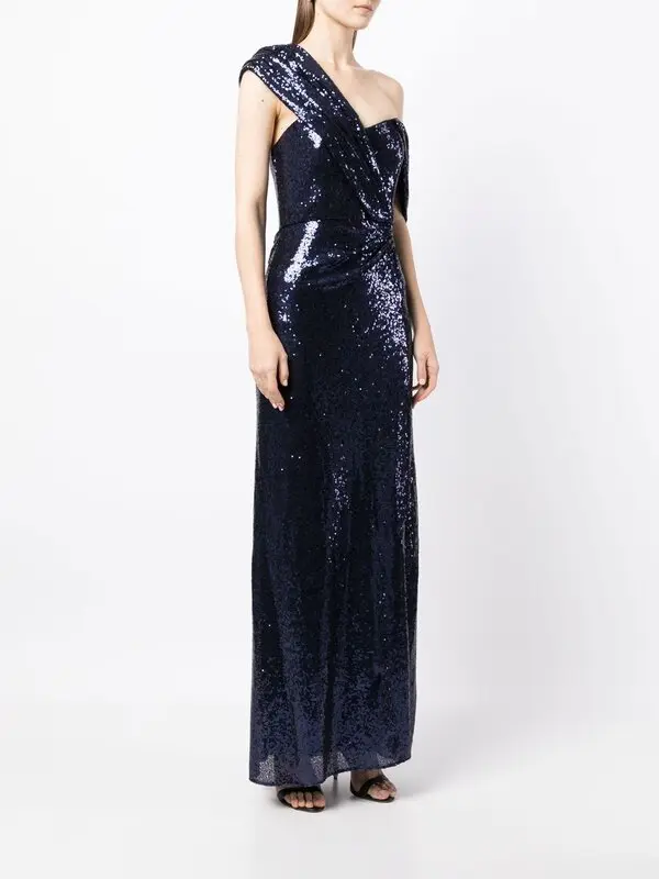 Badgley Mischka High-shine Cold-shoulder Midi Dress