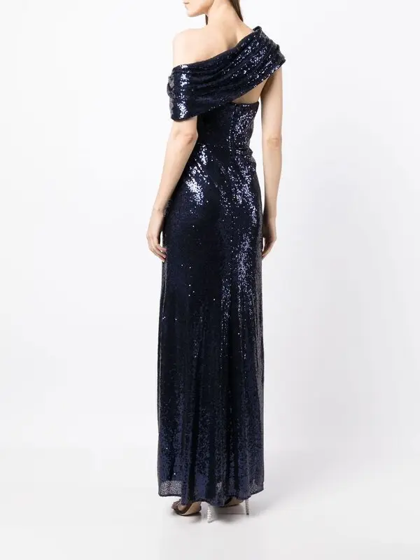 Badgley Mischka High-shine Cold-shoulder Midi Dress