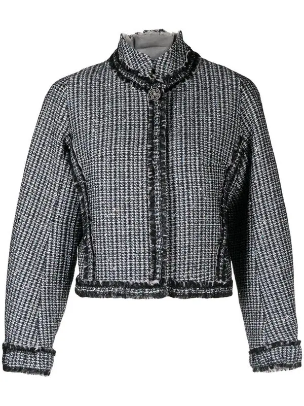 Shiatzy Chen Tweed Jacket With Tasselled Trim - Black