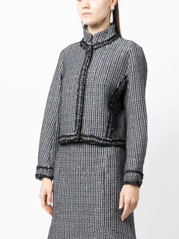 Shiatzy Chen Tweed Jacket With Tasselled Trim - Black