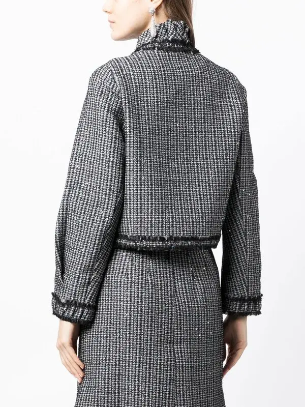 Shiatzy Chen Tweed Jacket With Tasselled Trim - Black