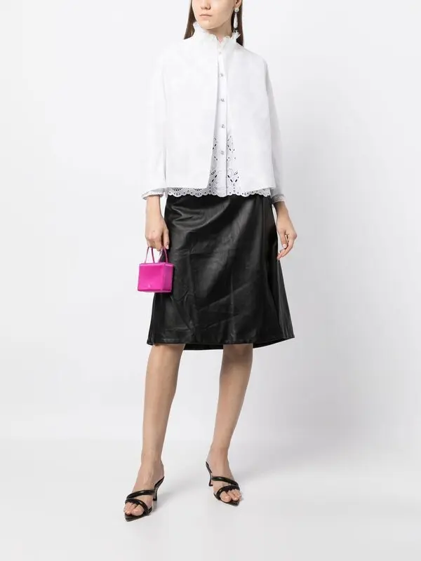 Shiatzy Chen Leather Midi Skirt