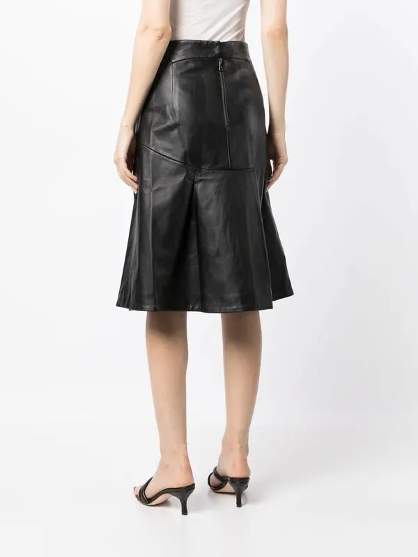 Shiatzy Chen Leather Midi Skirt