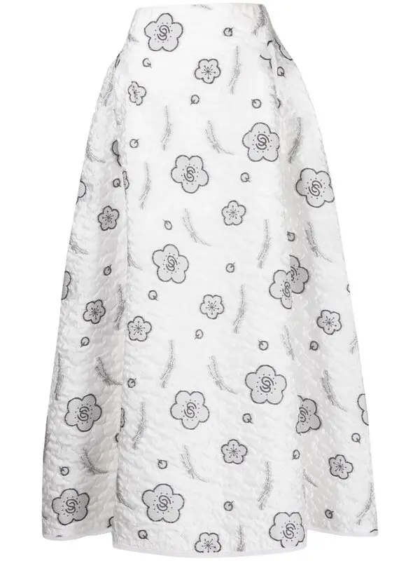 Shiatzy Chen Quilted Jacquard A-line Skirt