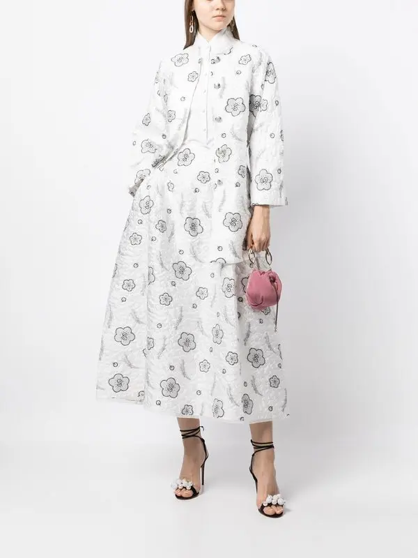 Shiatzy Chen Quilted Jacquard A-line Skirt