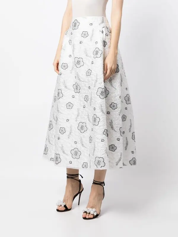 Shiatzy Chen Quilted Jacquard A-line Skirt