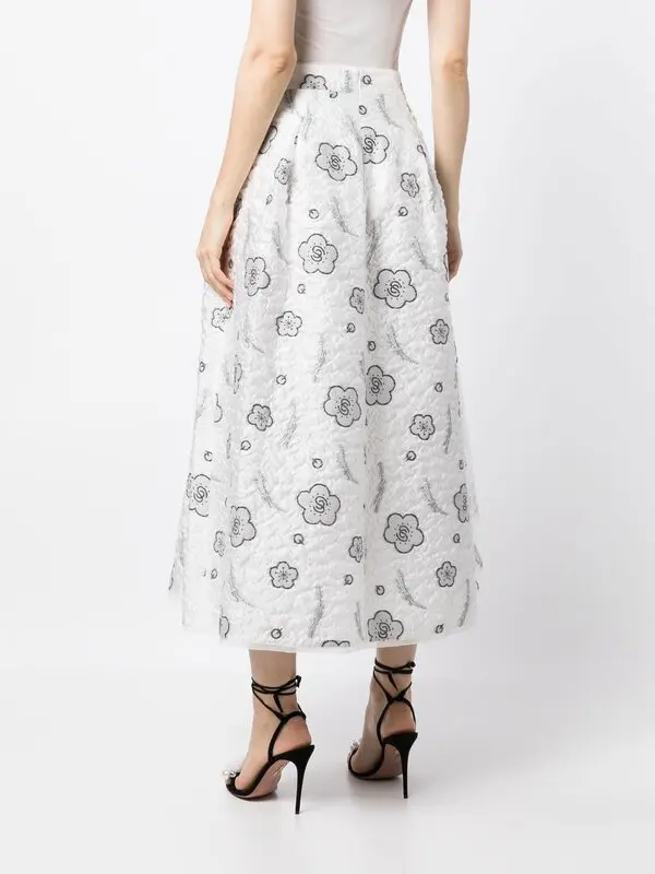 Shiatzy Chen Quilted Jacquard A-line Skirt