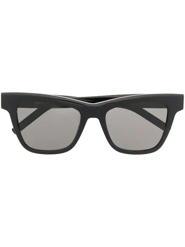 Saint Laurent Logo-plaque Square-frame Sunglasses - Black