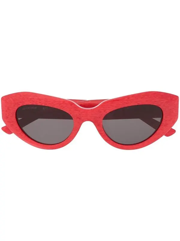 Balenciaga Logo-plaque Cat-eye Sunglasses - Red
