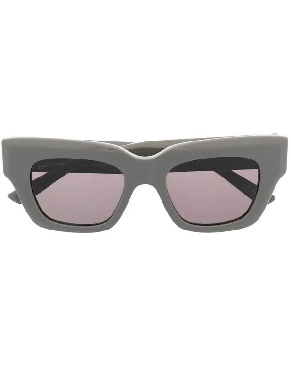 Balenciaga Logo-plaque Square-frame Sunglasses - Grey