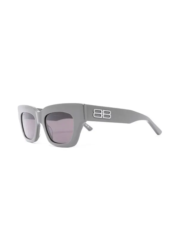 Balenciaga Logo-plaque Square-frame Sunglasses - Grey