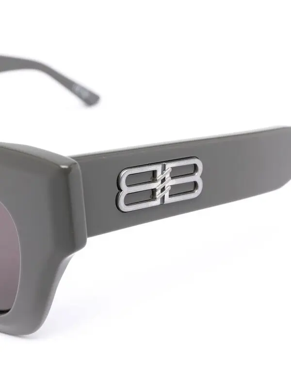 Balenciaga Logo-plaque Square-frame Sunglasses - Grey