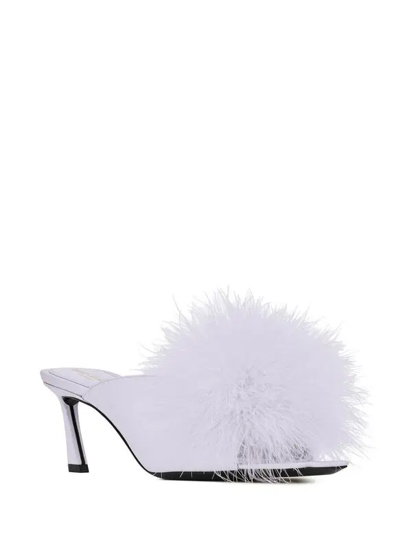 Saint Laurent Faux Fur-detail Sandals - Grey