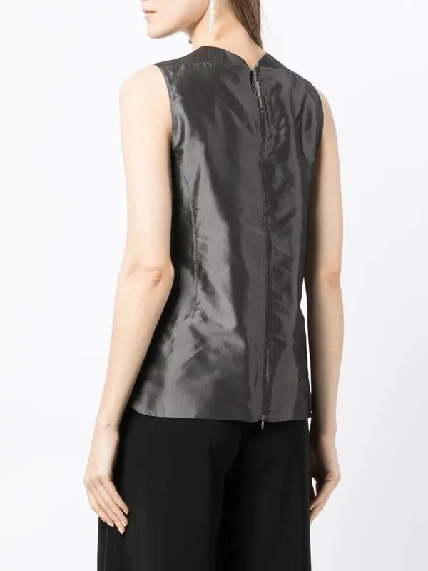 Shiatzy Chen Sleeveless Blouse With Contrasting Border