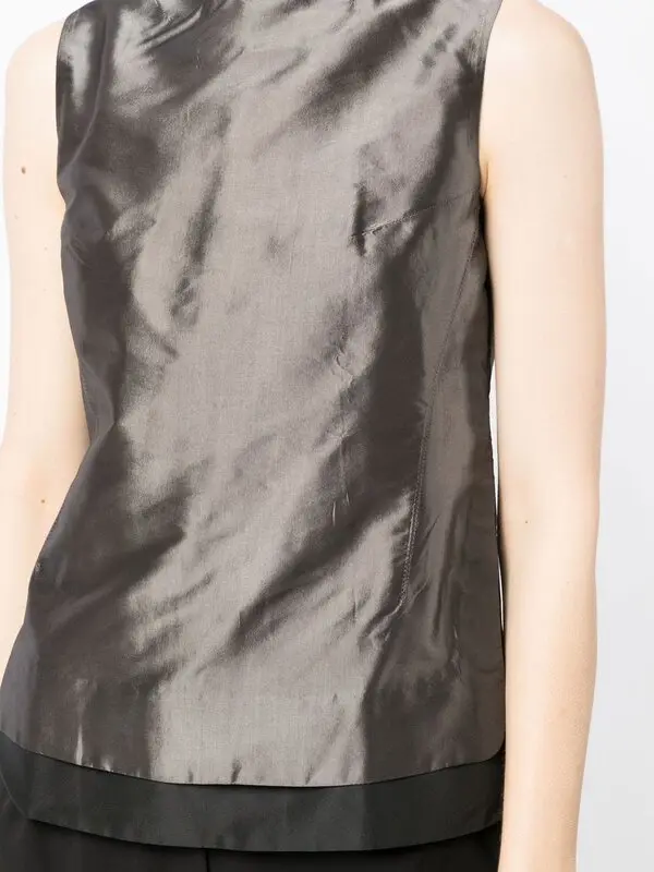Shiatzy Chen Sleeveless Blouse With Contrasting Border