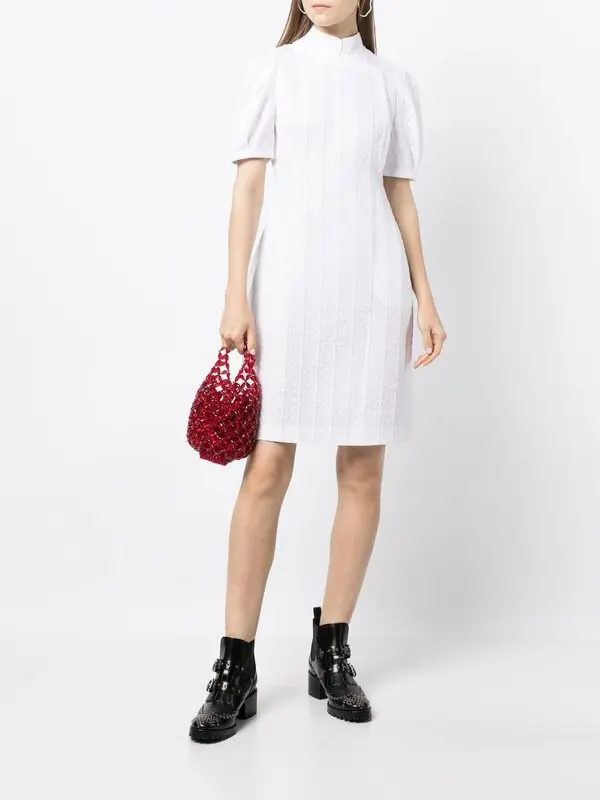 Shiatzy Chen Band-collar Short-sleeved Dress