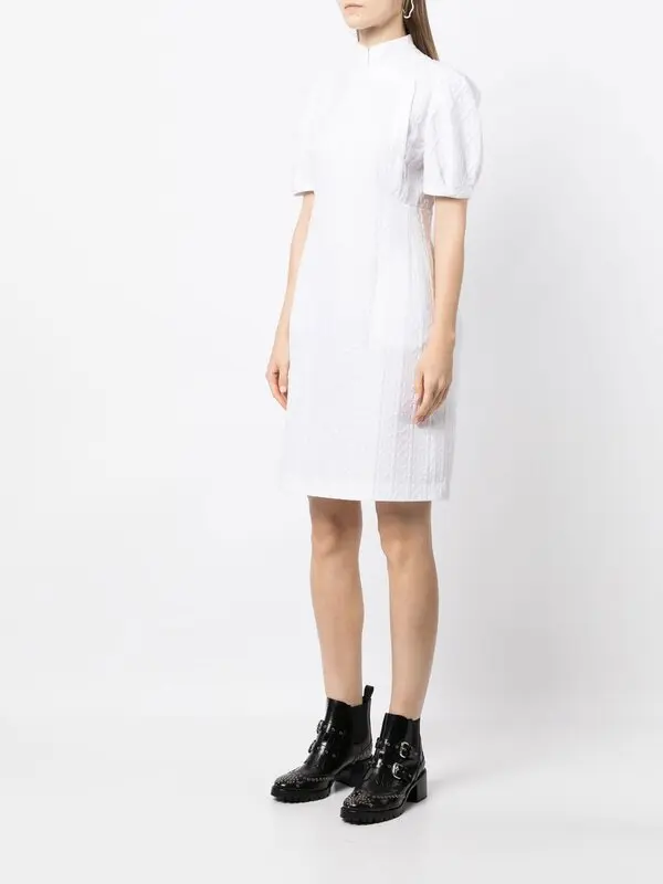 Shiatzy Chen Band-collar Short-sleeved Dress