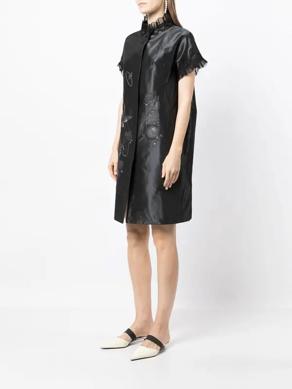 Shiatzy Chen Silk Embroidered Coat - Black